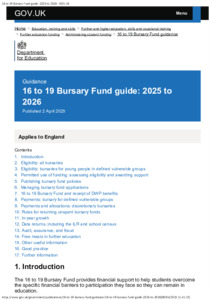 16 to 19 Bursary Fund guide : 2025 to 2026 : Published 2 April 2025 - Digital Education Resource ...